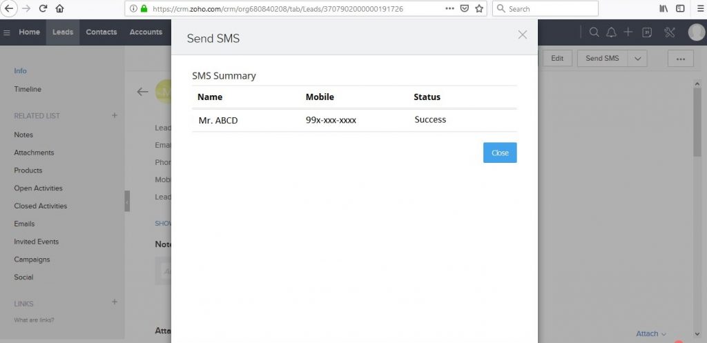 smsalert_zoho_8 | SMS Alert