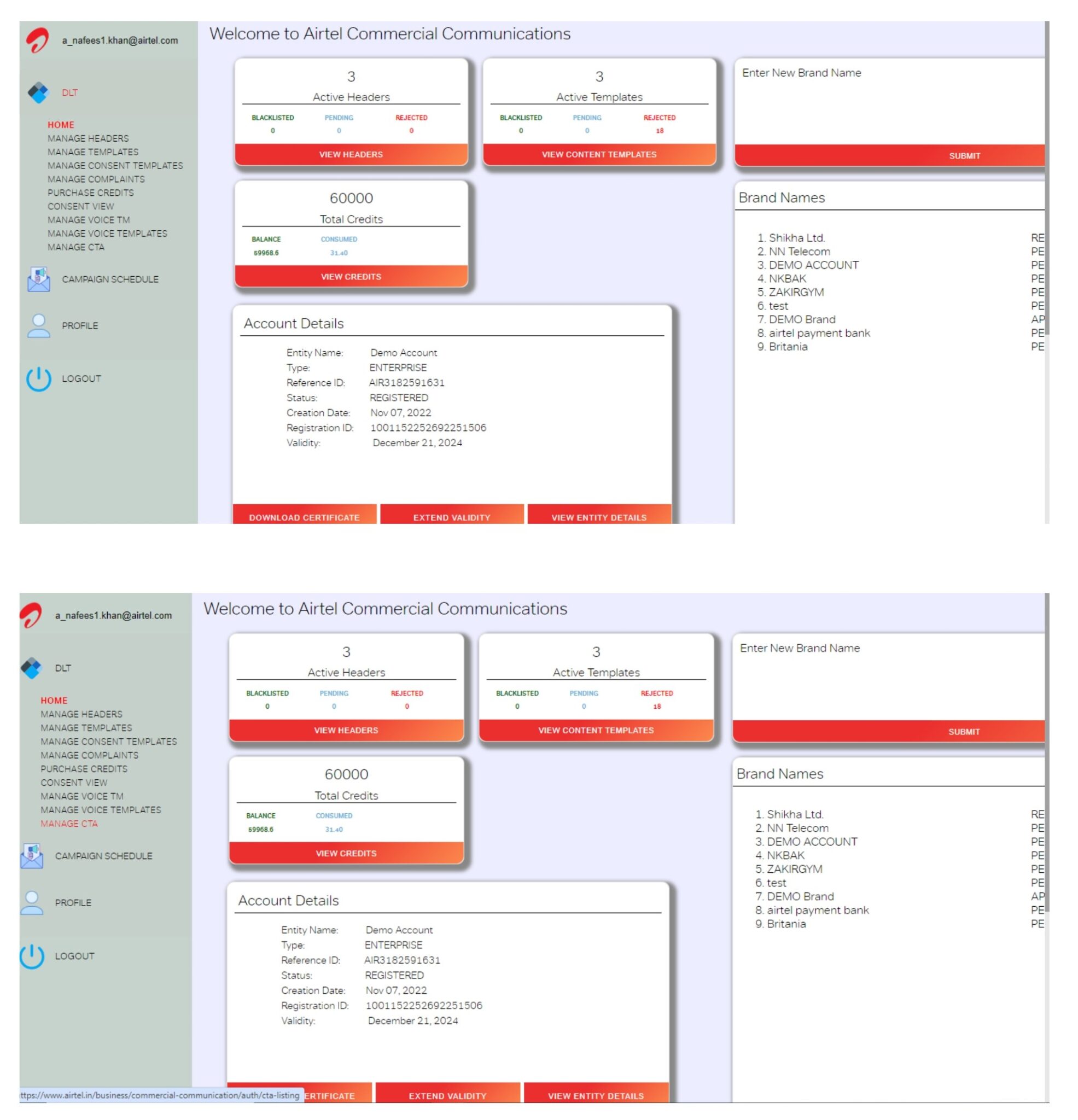 CTA Whitelisting on Airtel DLT – SMS Alert Guide